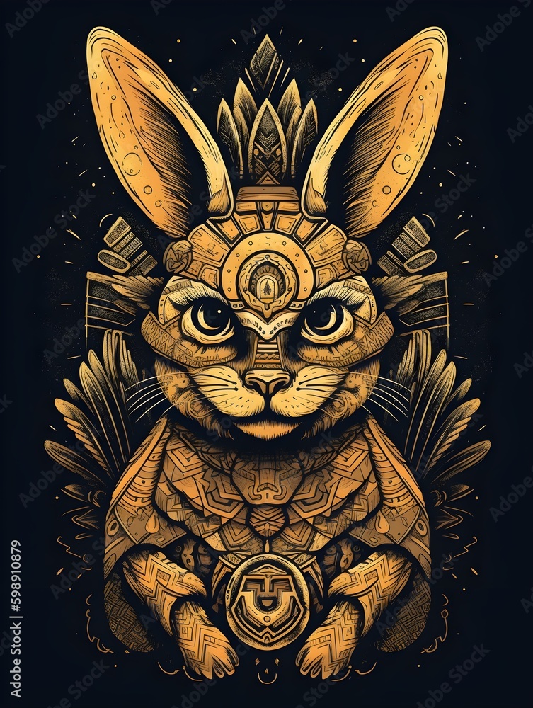 Mythological Rabbit Head Illustration Designs Stock Illustration ...