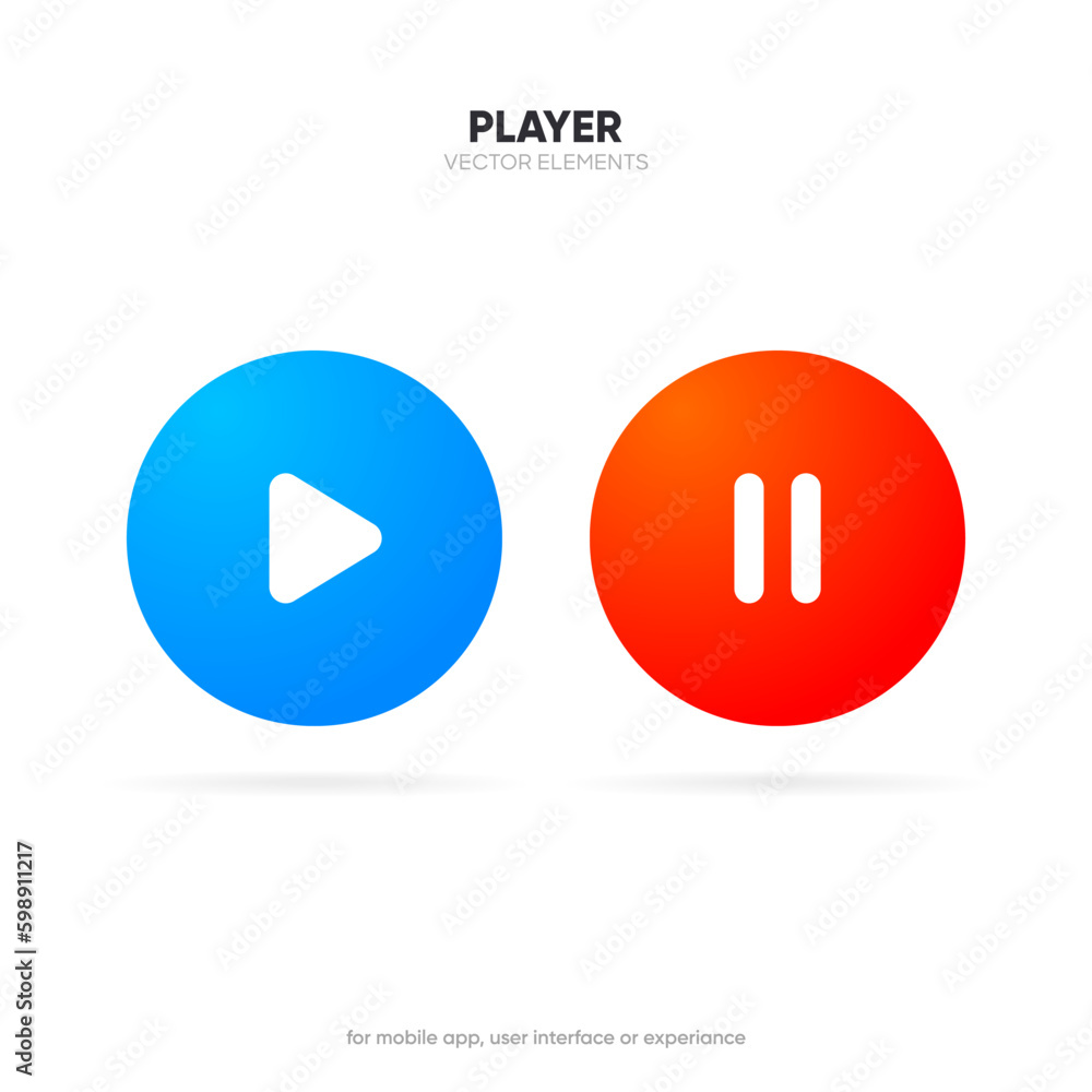 3d Multimedia Music Player Buttons Icons Sound Voice Play Pause Skip Stop Sign For Mobile