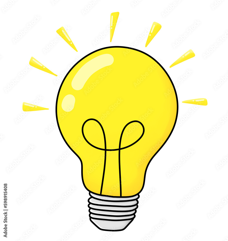 Light Bulb Drawing Illustration Cartoon Painting. Electric Glowing ...