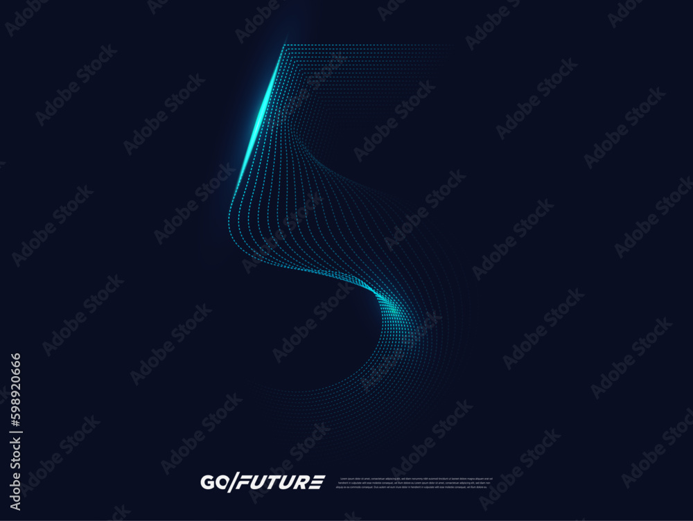 Creative technology digital number typography five, fifth, 5th, 5 font ...