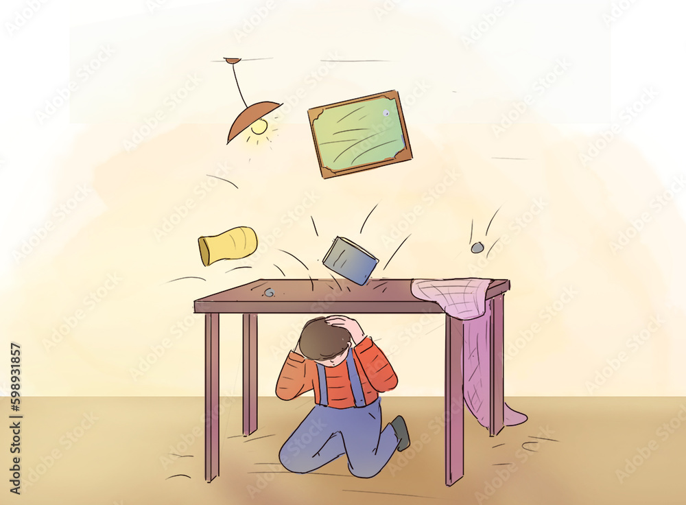 earthquake safety tips educational illustration for children Stock ...