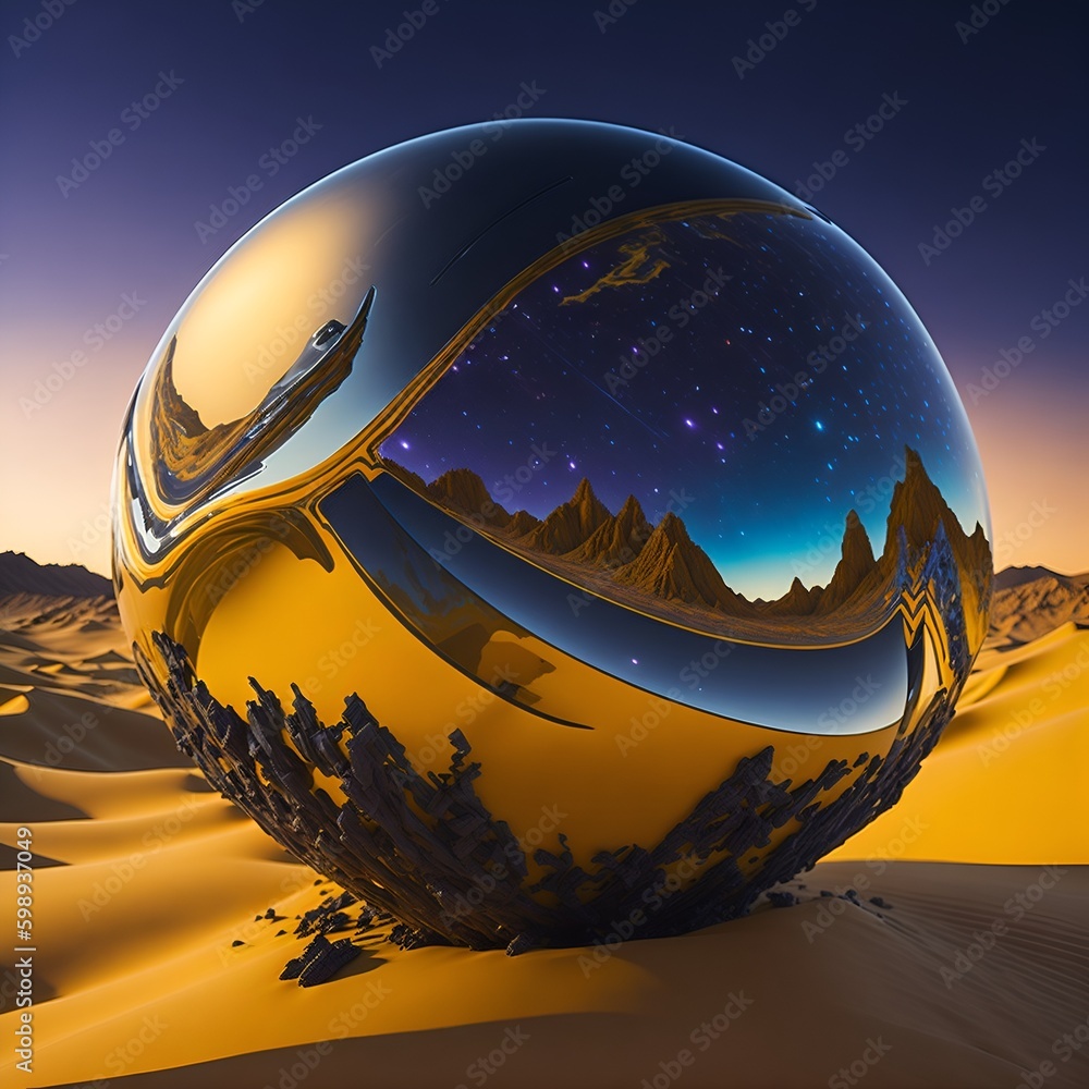 Galaxy realistic illustration, bold tones and colors, detailed chrome ...