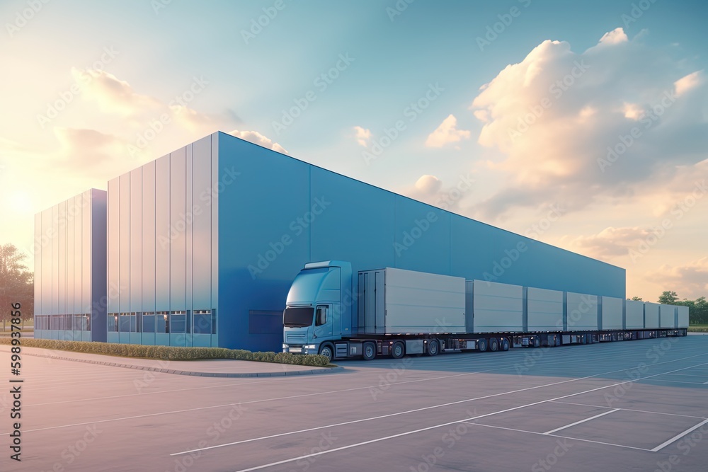 Innovative modern logistics warehouse center complex building exterior ...