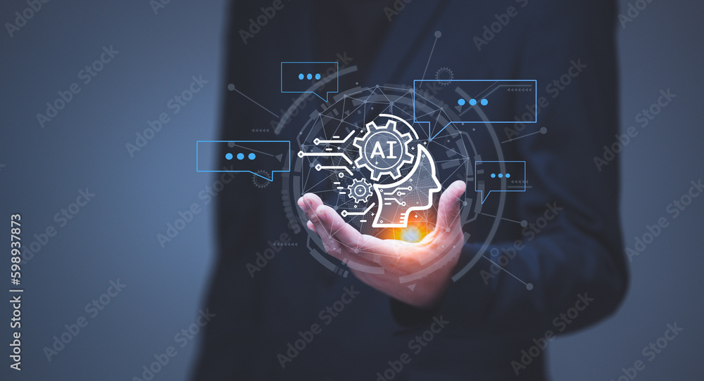 Man using technology smart robot AI,Chatbot Chat with AI, Artificial ...