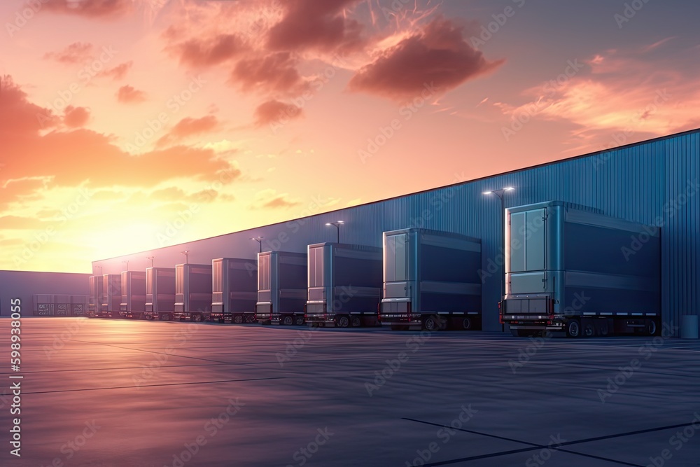 Innovative modern logistics warehouse center complex building exterior ...
