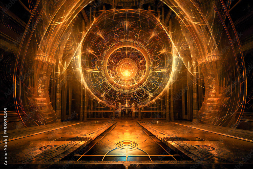 Fantasy big hall in heaven or in a spiritual dimension. Deep spiritual ...