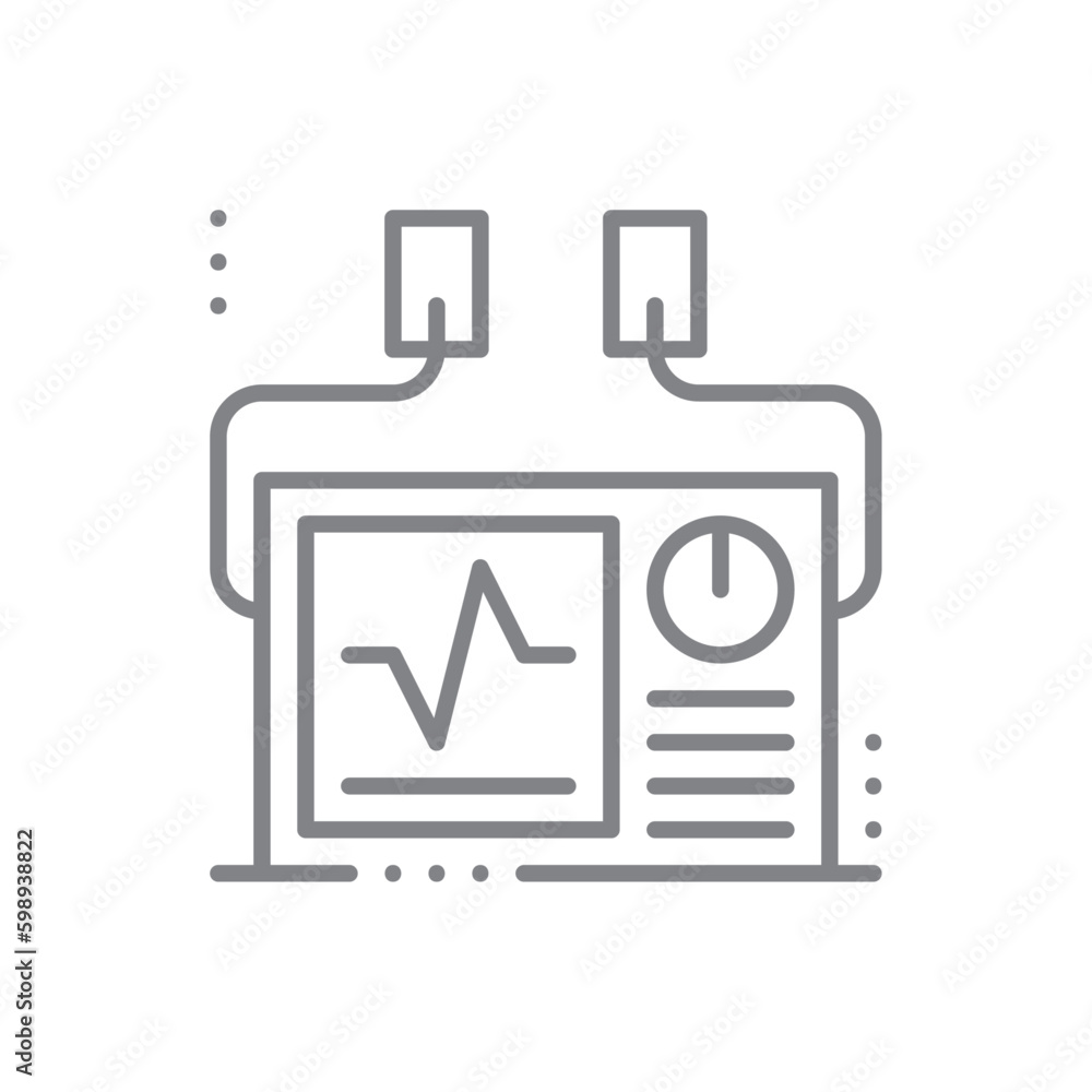 Defibrillator Digital Healthcare icon with black outline style ...