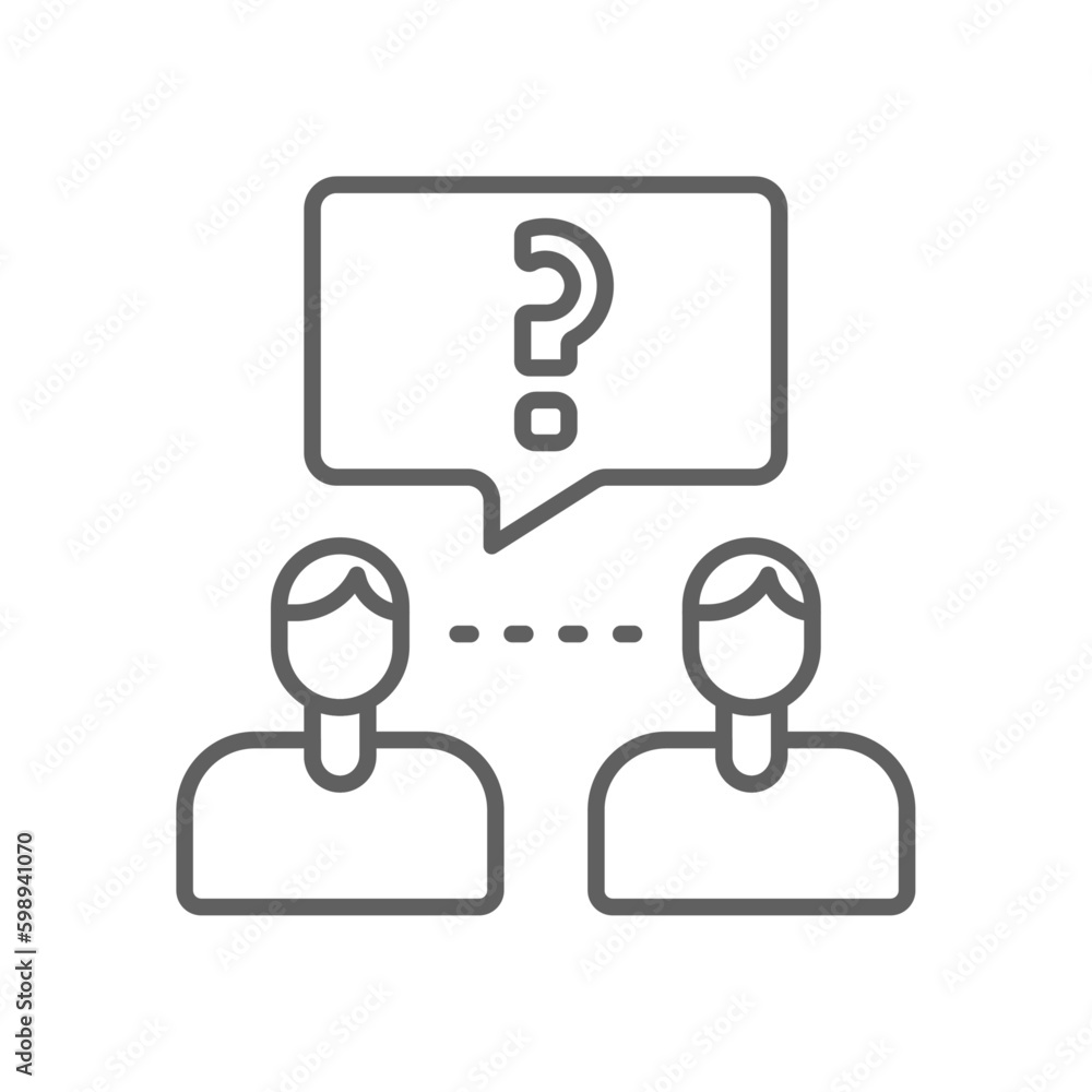Confused Disscussion Meeting icon with black outline style. bubble ...