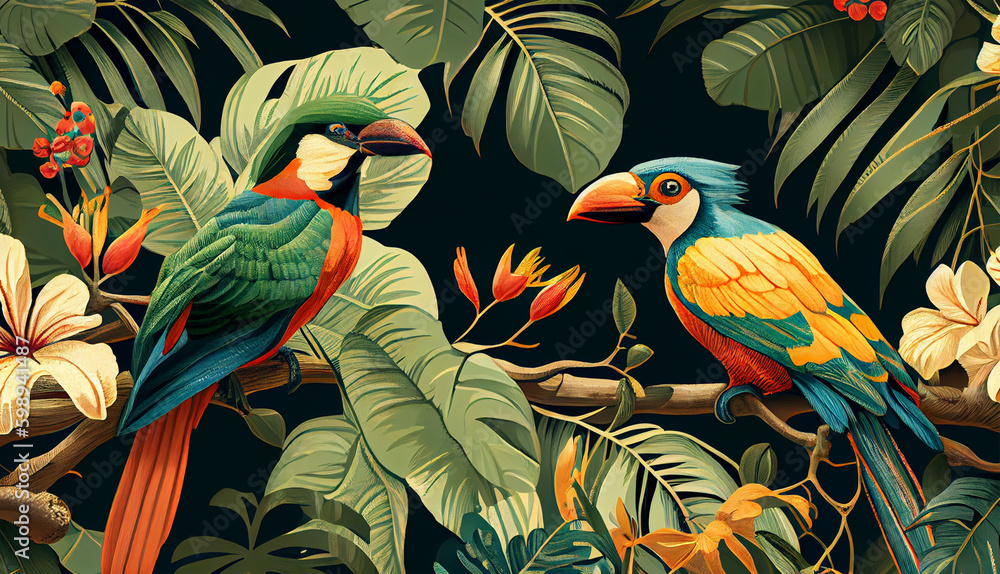 A beautiful bird colorful with seasonal spring theme. Vintage and ...