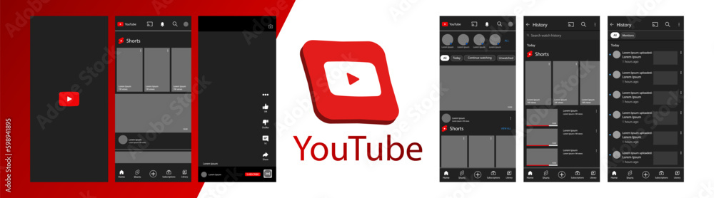 Youtube mockup. Set screen social media and network interface template ...
