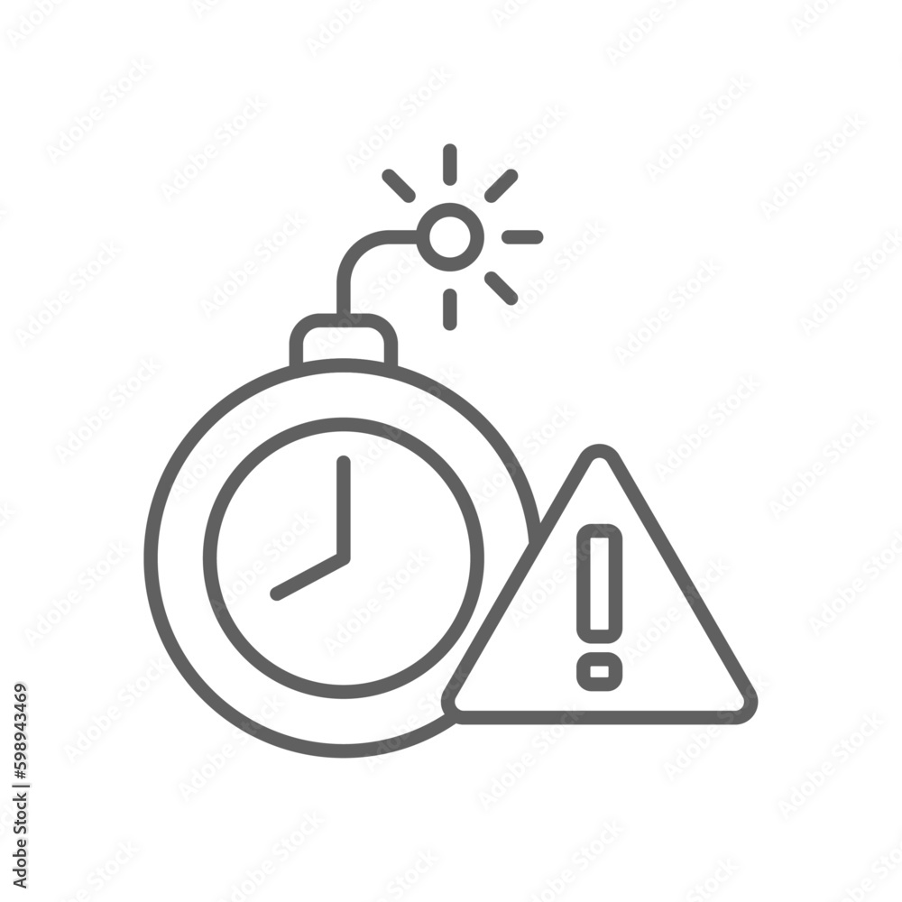 Time Bomb Crisis management icon with black outline style. time, watch ...