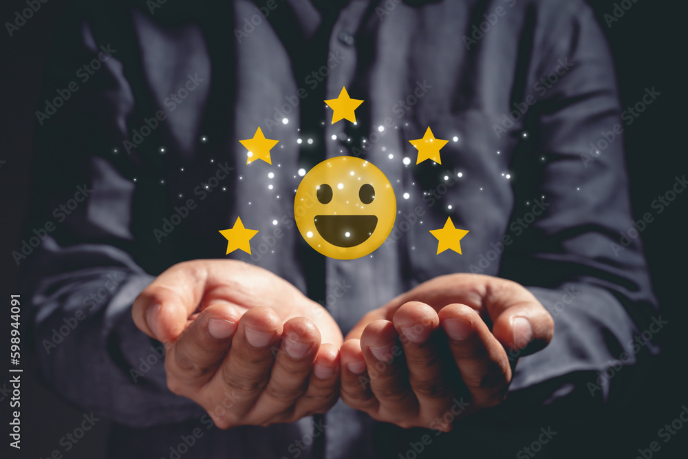 Infographics and icons Customer Satisfaction Assessment. concept social ...