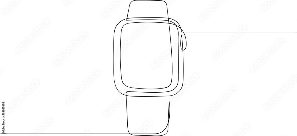 Smart watch continuous single line drawing. Smart fitness tracker one ...