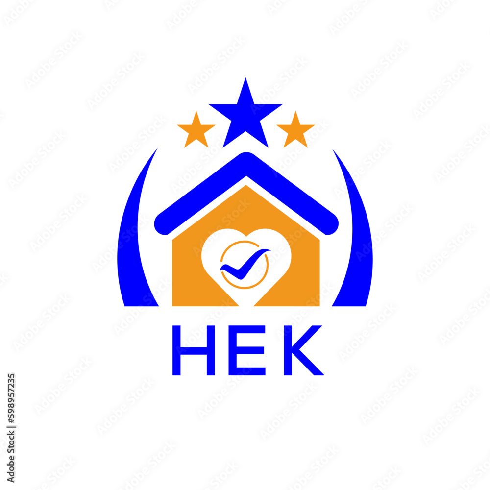 Vecteur Stock HEK House logo Letter logo and star icon. Blue vector ...