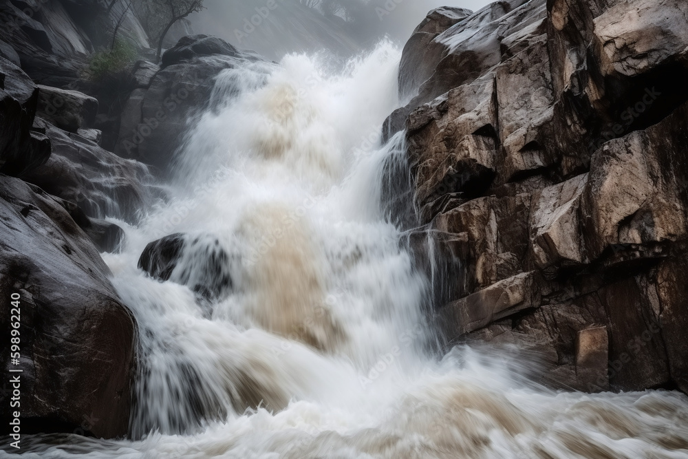 Fond d'écran d'une cascade d'eau rapide et puissante » IA générative ...