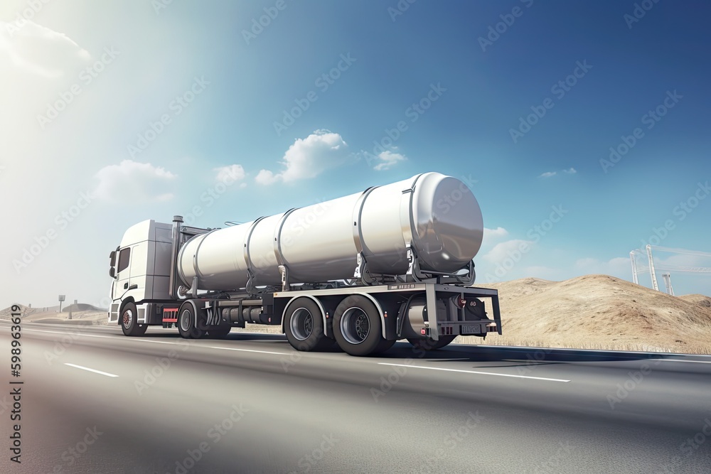 White big modern tanker shipment cargo commercial semi trailer truck ...