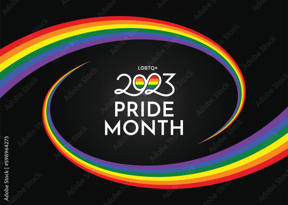 Pride month 2023 design with rainbow flag. Pride symbol with heart ...