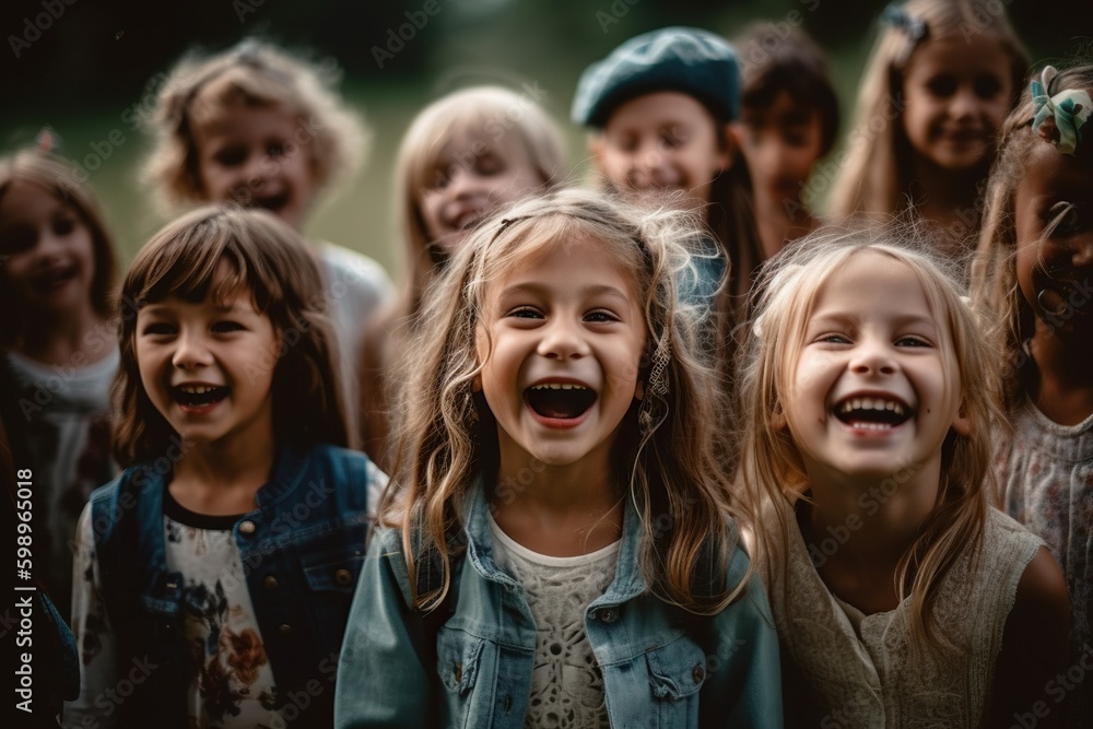 crowd of laughing children on a summer day is heartwarming and ...