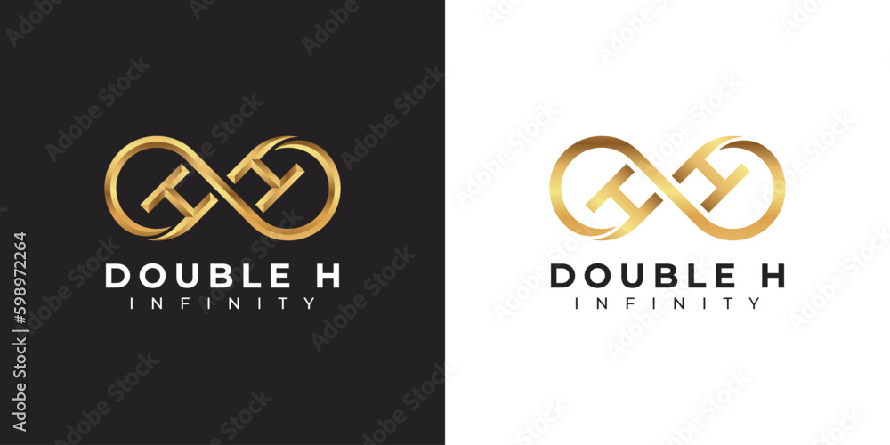 Letter H Infinity Logo design and Gold Elegant Luxury symbol for ...