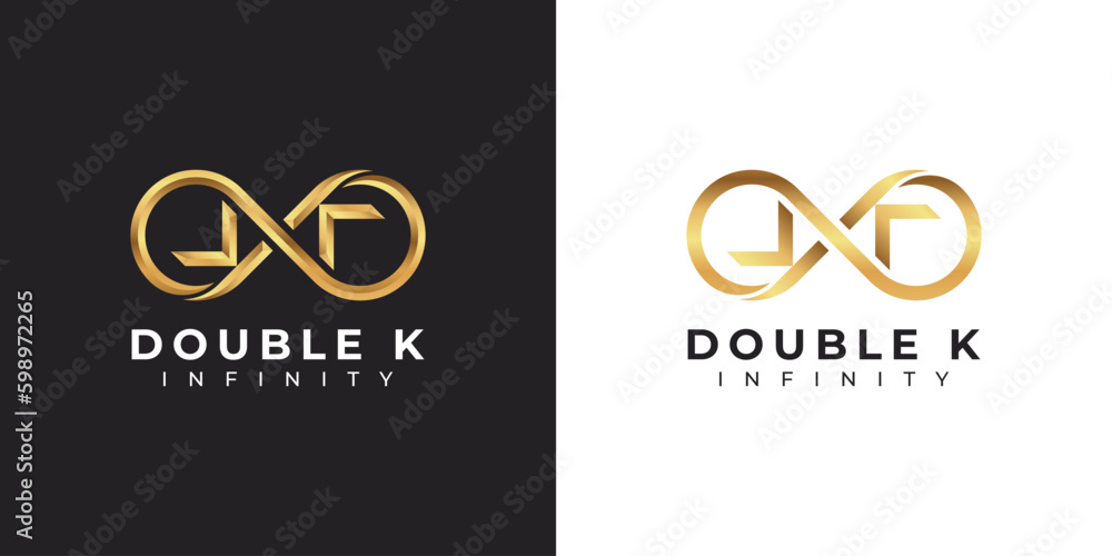 Vetor de Letter K Infinity Logo design and Gold Elegant Luxury symbol ...