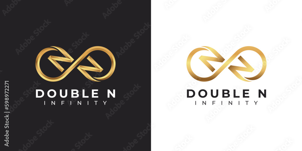Letter N Infinity Logo design and Gold Elegant Luxury symbol for ...