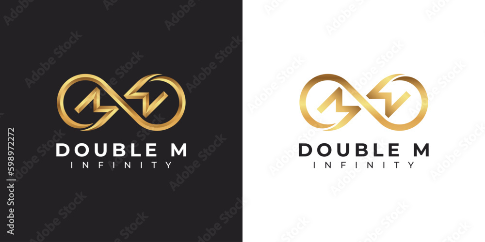 Letter M Infinity Logo design and Gold Elegant Luxury symbol for ...