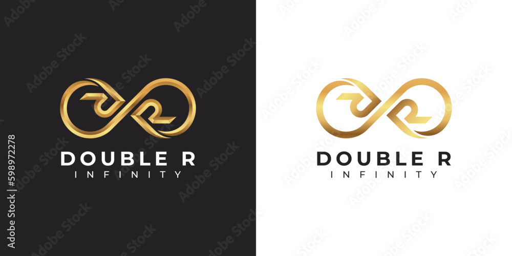 Letter R Infinity Logo design and Gold Elegant Luxury symbol for ...