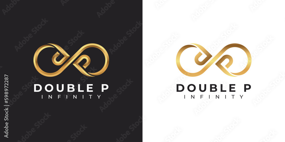 Letter P Infinity Logo design and Gold Elegant Luxury symbol for ...