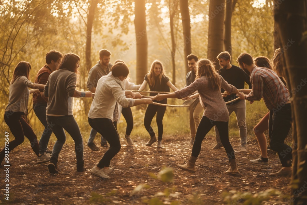 Image of team building activities, such as outdoor retreats or group ...
