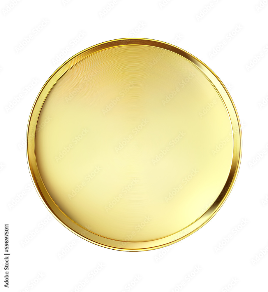 Flat lay view at golden plate on transparent background Stock ...