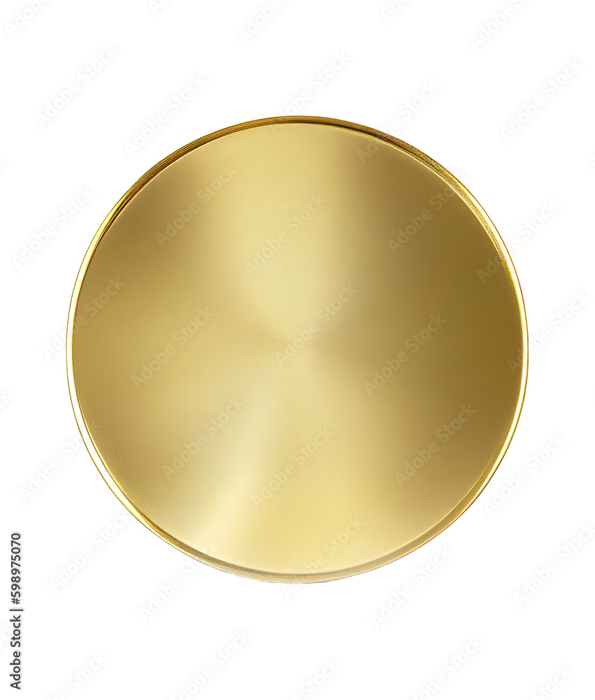 Flat lay view at golden plate on transparent background, created with ...