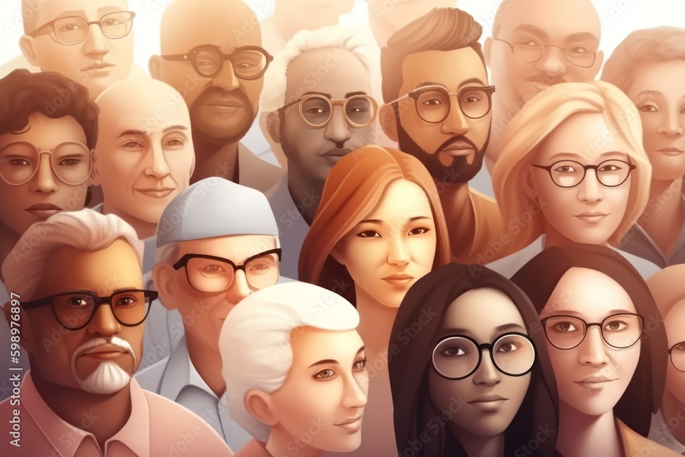 A group of people of different races and ethnicities standing together ...