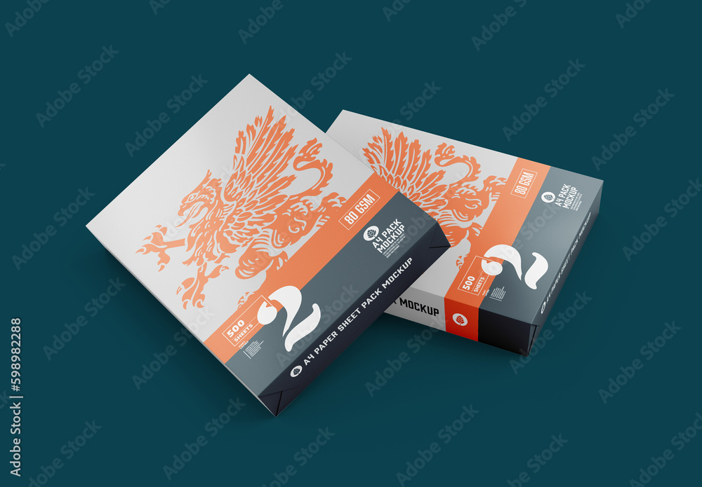A4 Paper Sheet Packs Mockup Stock Template | Adobe Stock