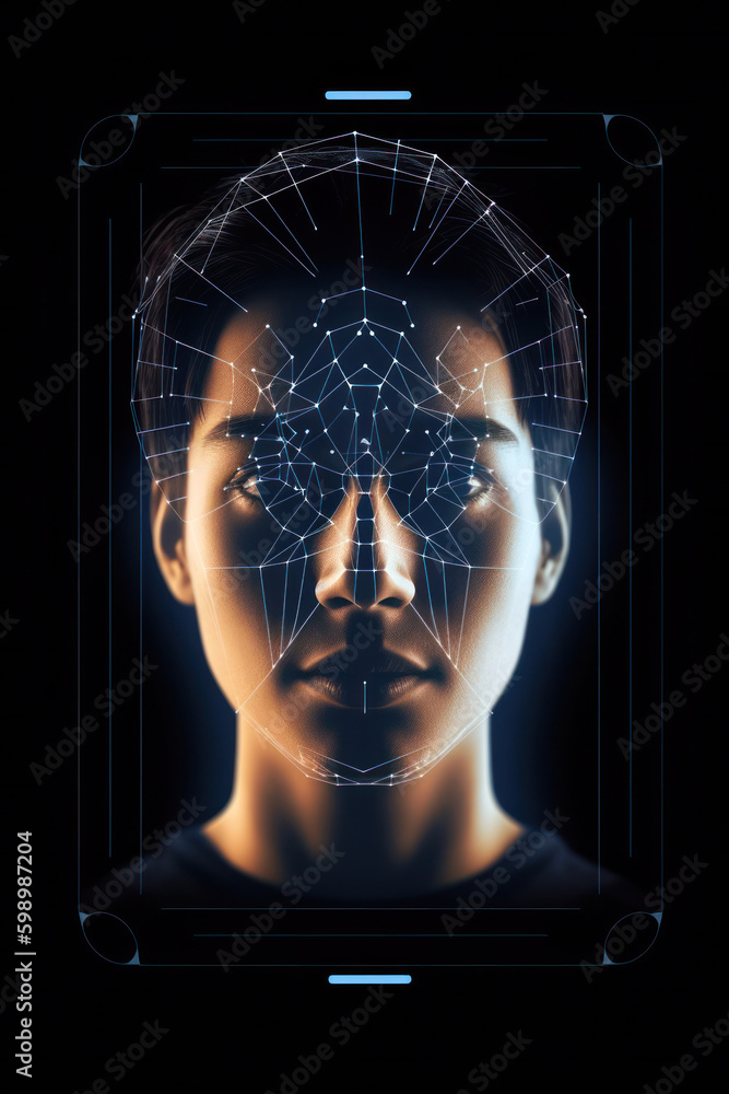 modern display loading face of man with biometric scanning Stock ...