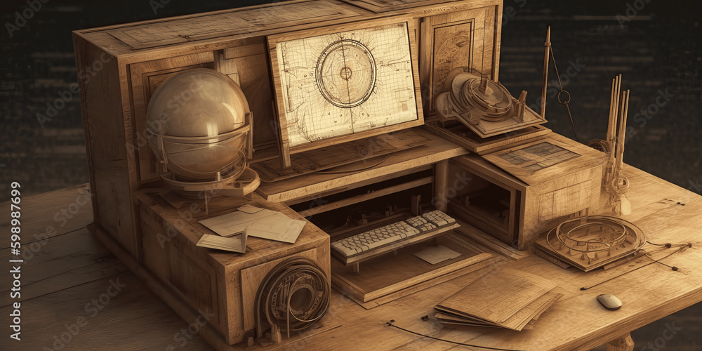 Drawing of a computer Leonardo da Vinci Stock Illustration | Adobe Stock
