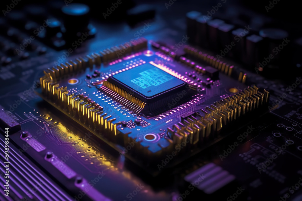 Generative AI illustration of contemporary illuminated supercomputer ...