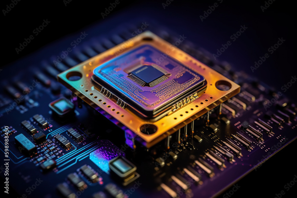 Generative AI illustration of contemporary illuminated supercomputer ...