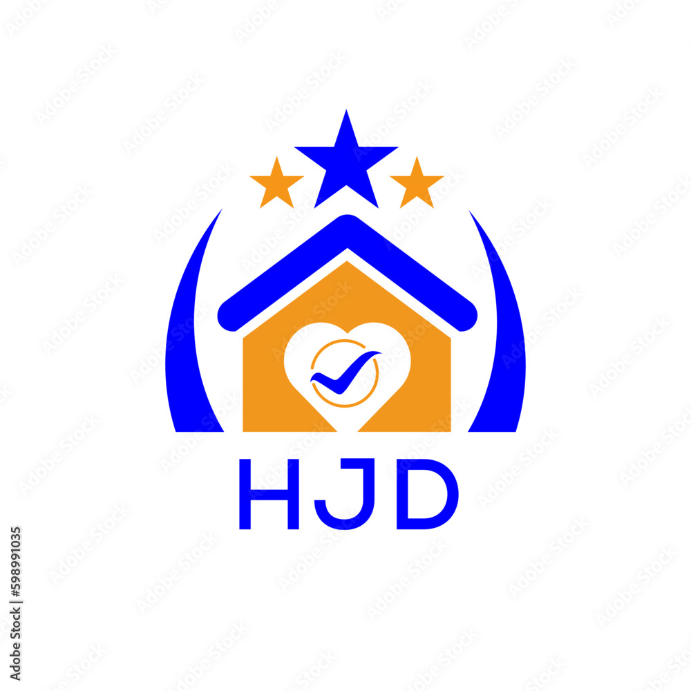 HJD House logo Letter logo and star icon. Blue vector image on white ...