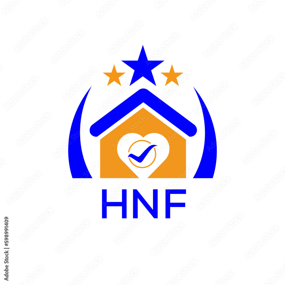 HNF House logo Letter logo and star icon. Blue vector image on white ...