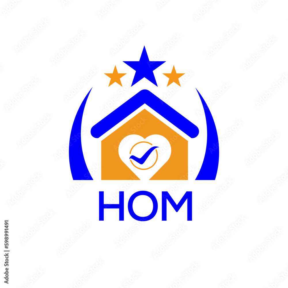 HOM House logo Letter logo and star icon. Blue vector image on white ...