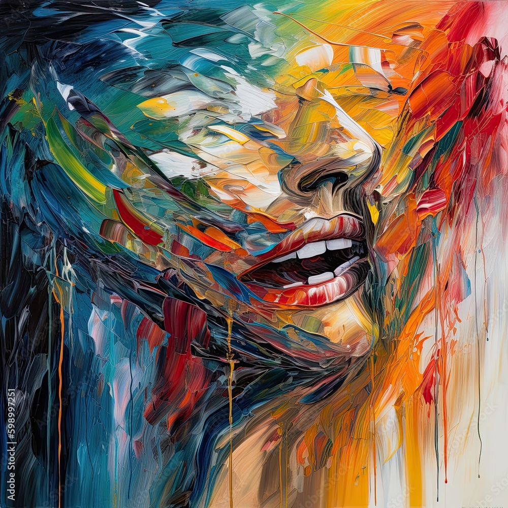 abstract art - oil painting of the color of emotion pain -beautiful ...