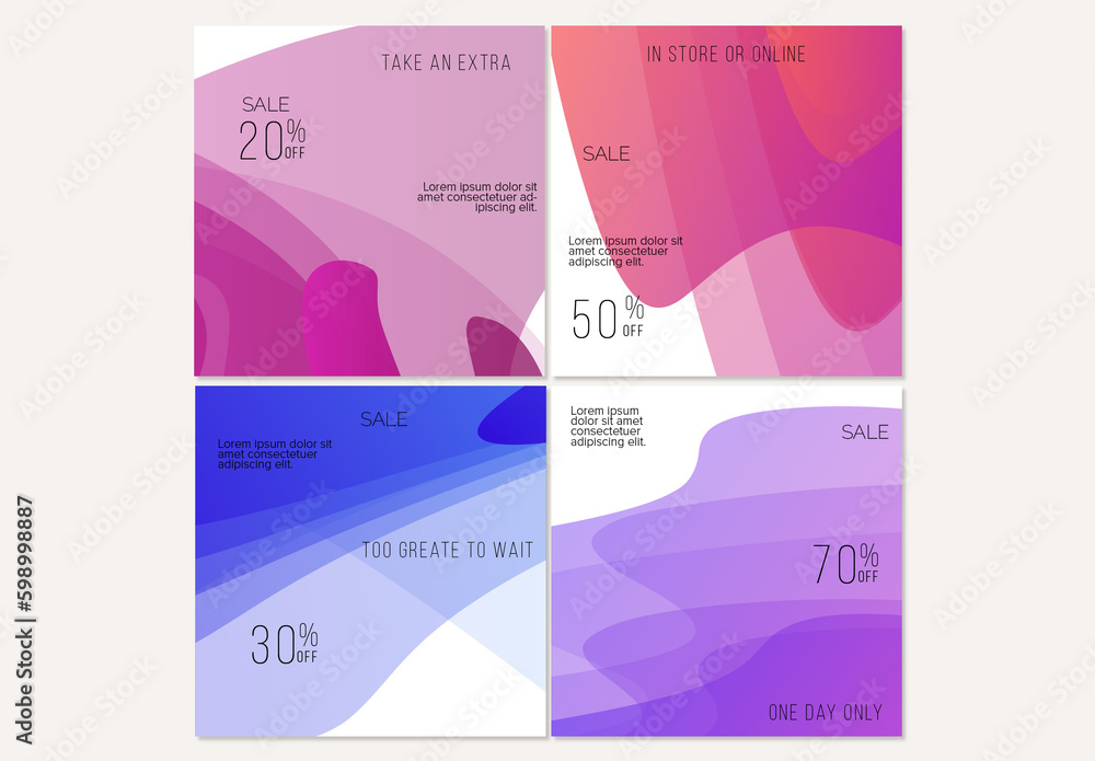Social Media Post Layout with Transparent Overlapping Gradient Waves ...