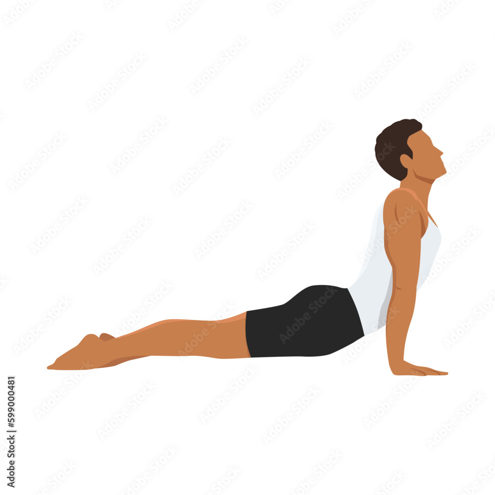 Man doing upward facing dog pose urdhva muka exercise Stock Vector ...