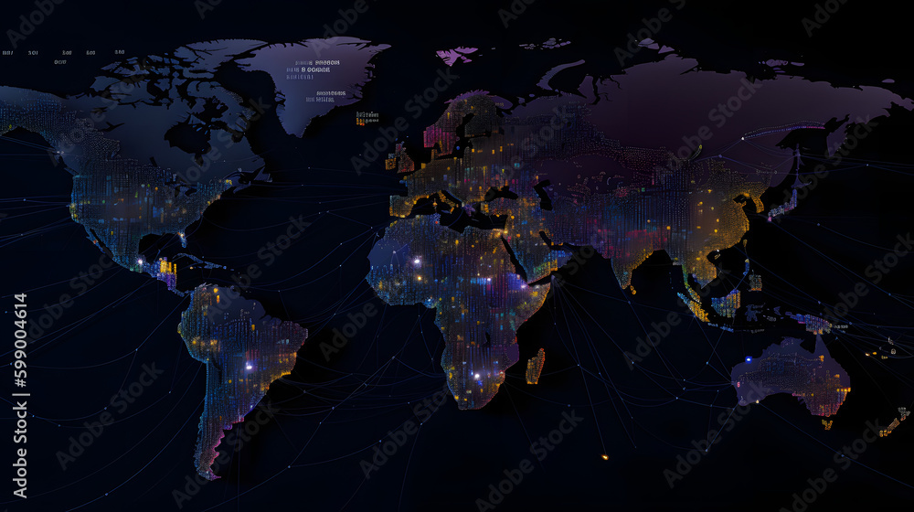 Data visualization of the world at scale AI net work Stock Illustration ...