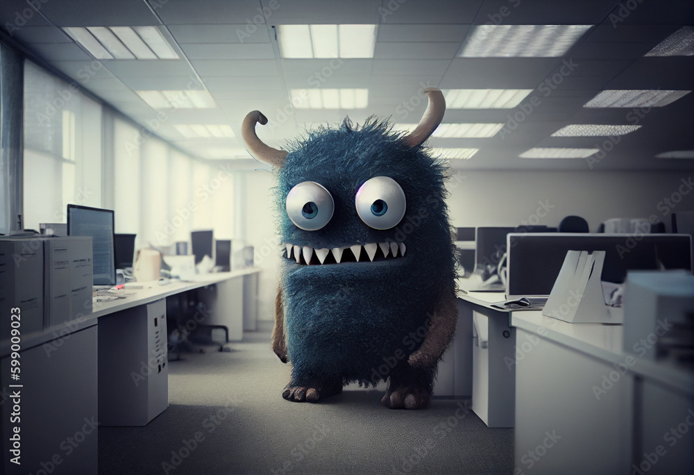 Office monster, toxic boss, bullying in the office, digital ...