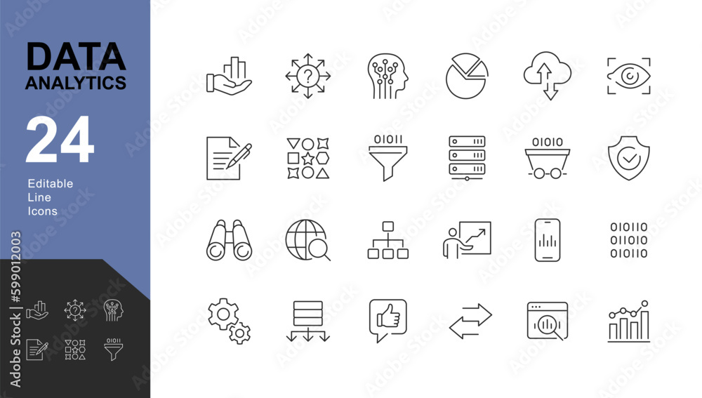 Data Analytics Line Editable Icons set. Vector illustration in modern ...