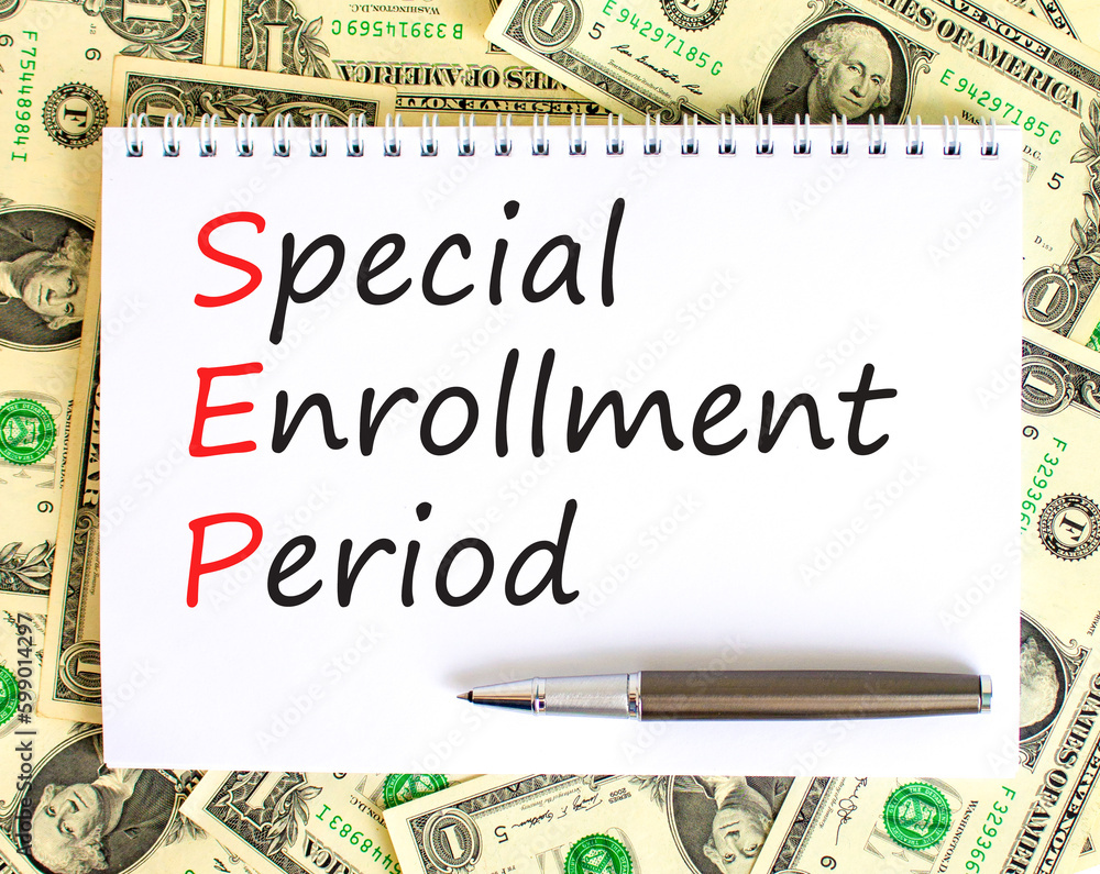 SEP symbol. Concept words SEP Special enrollment period on beautiful ...