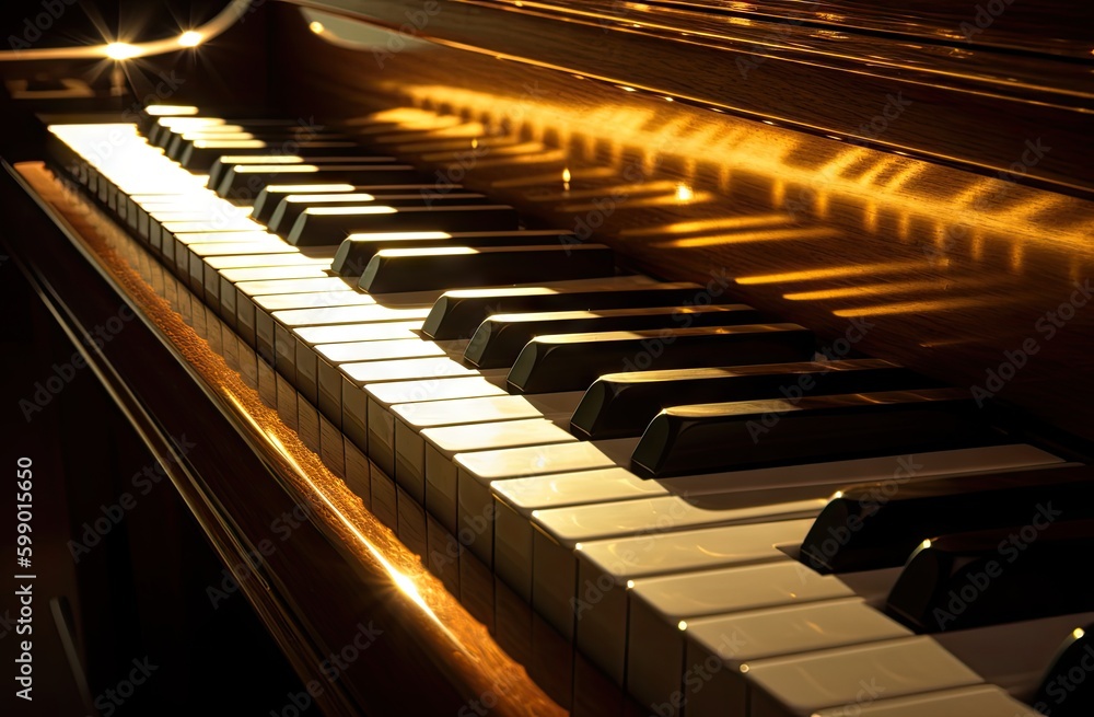 piano keys in golden background Generative AI Stock Illustration ...