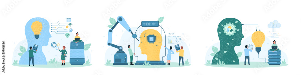 Artificial intelligence, machine learning and invention set vector ...