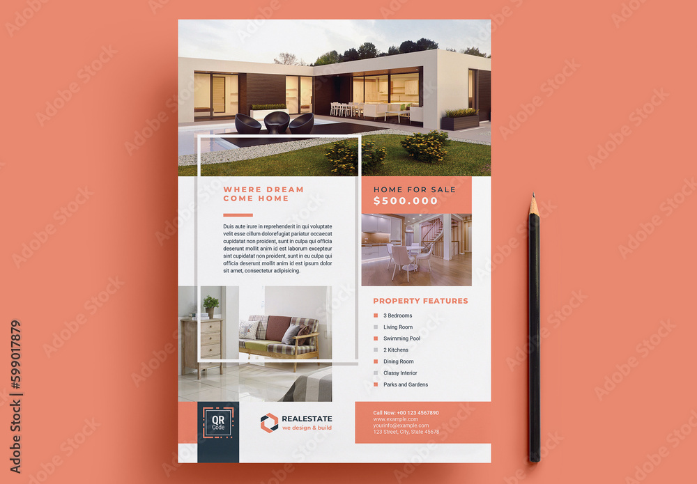 Real Estate Flyer Layout Stock Template | Adobe Stock